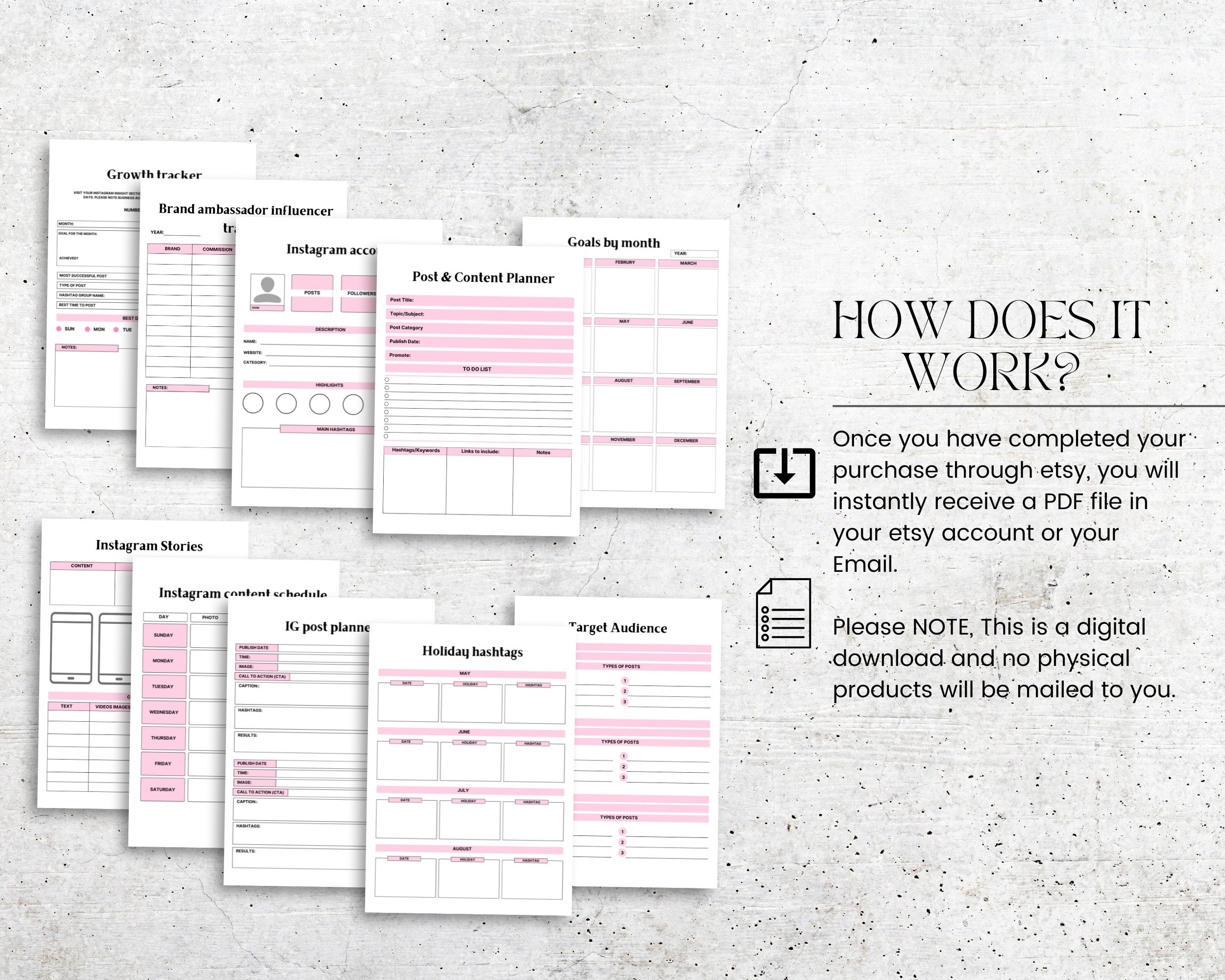 Instagram Influencer Planner, Social Media Content Organizer, Marketing ...