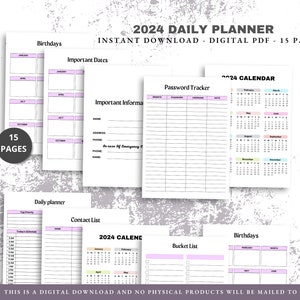 2024 Daily Planner Printable BUNDLE, 2024 Daily Planner Printable, A4 ...