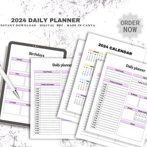 2024 Daily Planner Printable BUNDLE, 2024 Daily Planner Printable, A4 ...