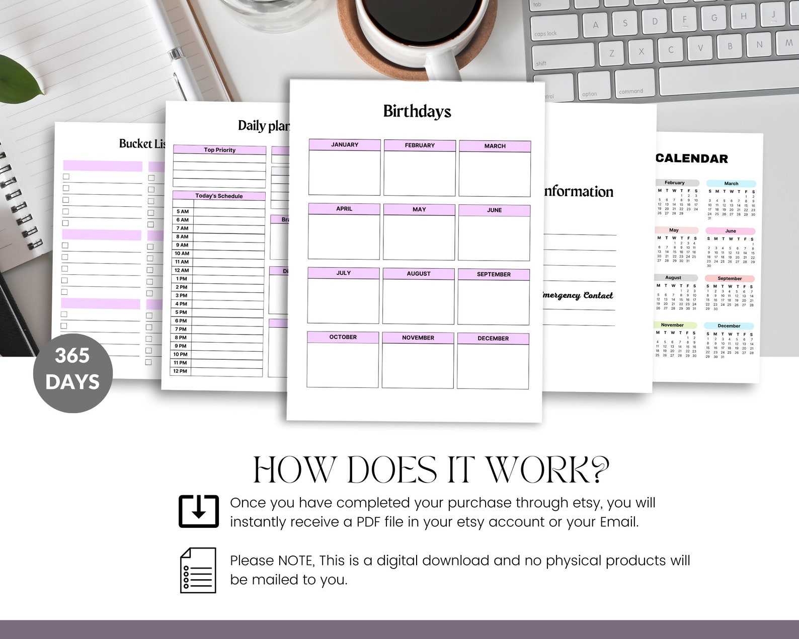 2024 Daily Planner Printable BUNDLE, 2024 Daily Planner Printable, A4 ...
