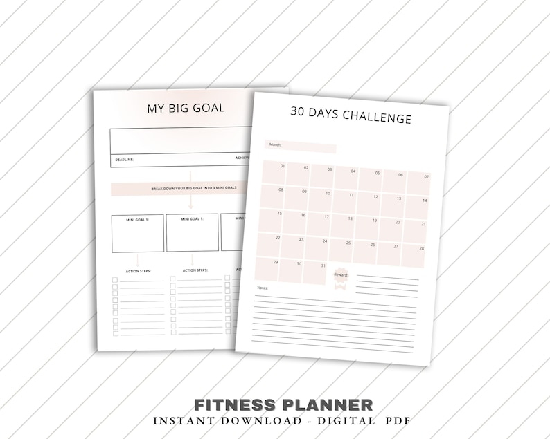 Fitness Planner Printable, Weekly Workout, Daily Tracker, Food Journal ...
