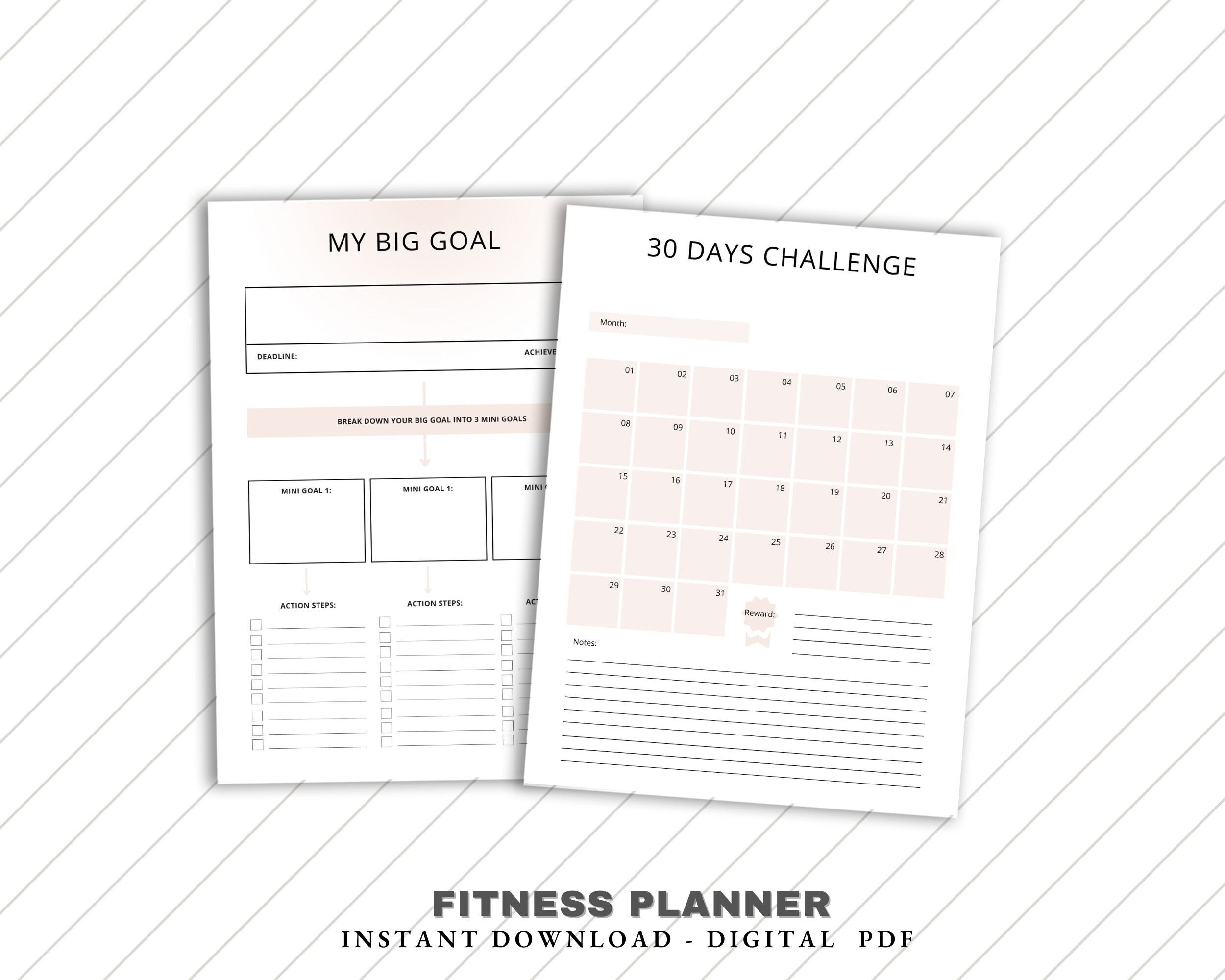 Fitness Planner Printable, Weekly Workout, Daily Tracker, Food Journal ...