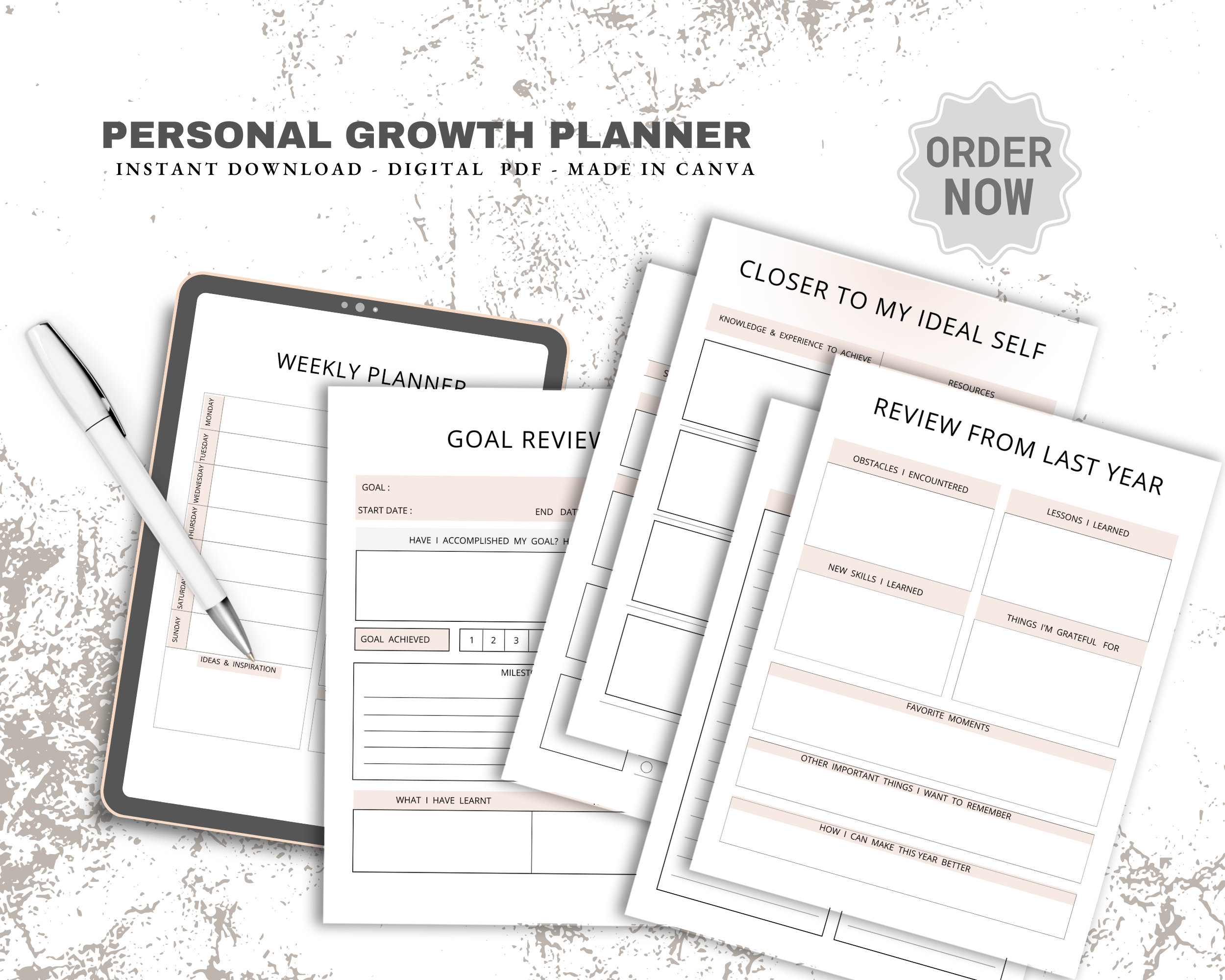 Personal Growth Planner Template, Personal Growth Workbook, Personal ...