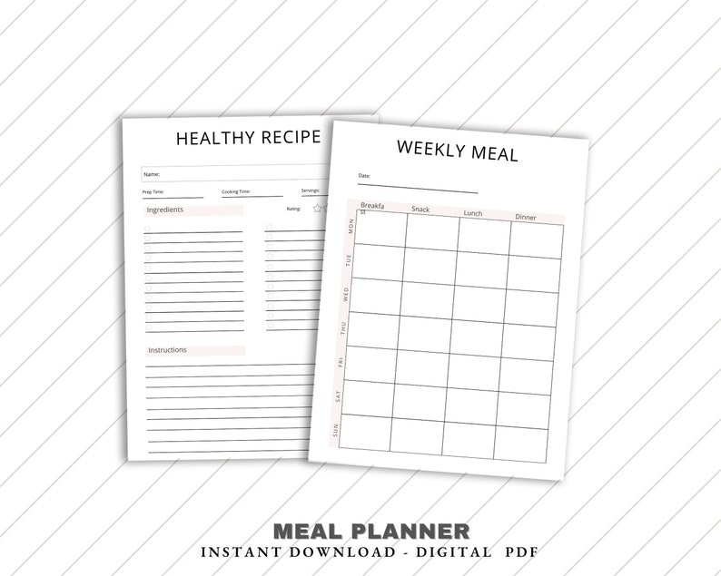 Meal Planner Printable, Weekly Food Diary, Meal Tracker, Food Journal ...