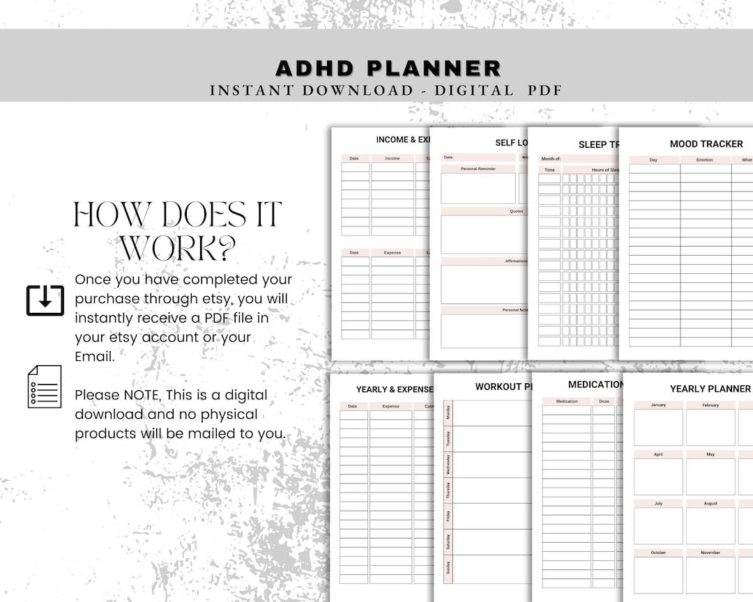 ADHD Printable Printable, Adhd Productivity Planner , Adhd Daily ...