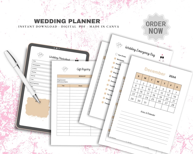 Wedding Planner Notebook, Wedding Journal, Bridal Organizer, Engagement ...