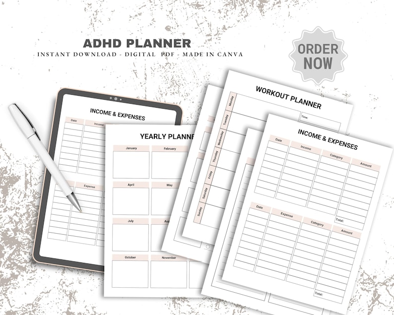 ADHD Printable Printable, Adhd Productivity Planner , Adhd Daily ...