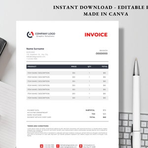 Pink Bold Modern Business Invoice Template, Modern Invoice Template ...
