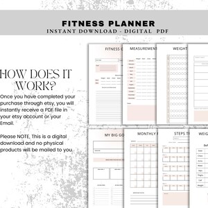 Fitness Planner Printable, Weekly Workout, Daily Tracker, Food Journal ...
