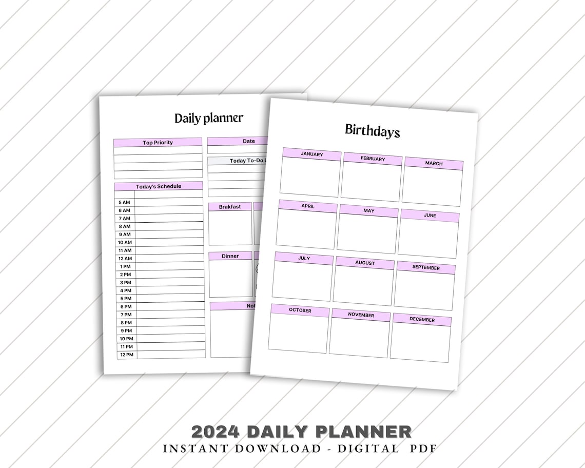 2024 Daily Planner Printable BUNDLE, 2024 Daily Planner Printable, A4 ...