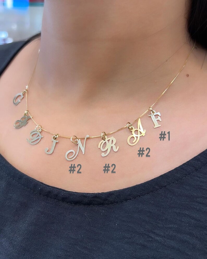 18k Real Solid Gold Initial Necklace, Name Necklace Jewelry Gifts for Her, Initial Pendant Gifts ...