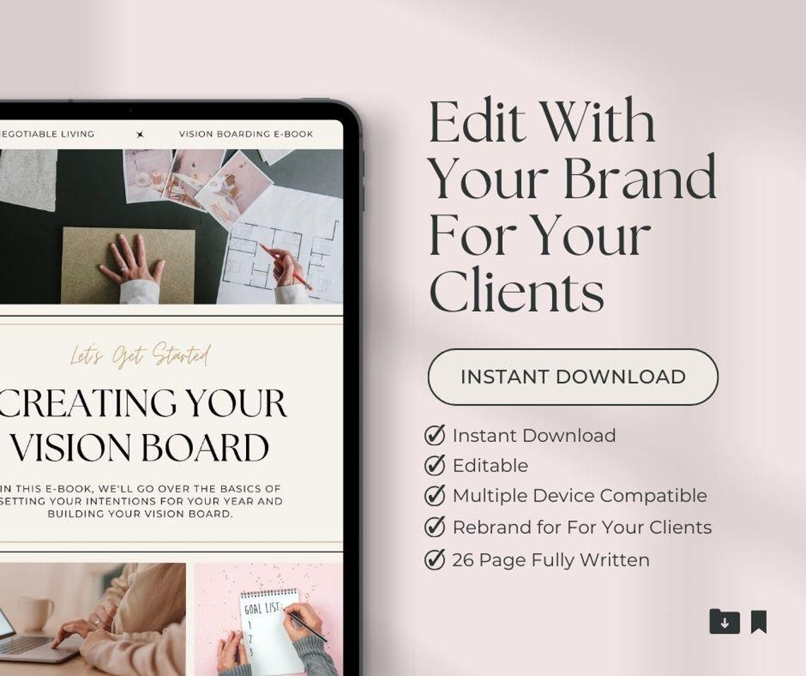 Editable Vision Board Ebook for Coaches | 26-page Done-for-you Guide to ...
