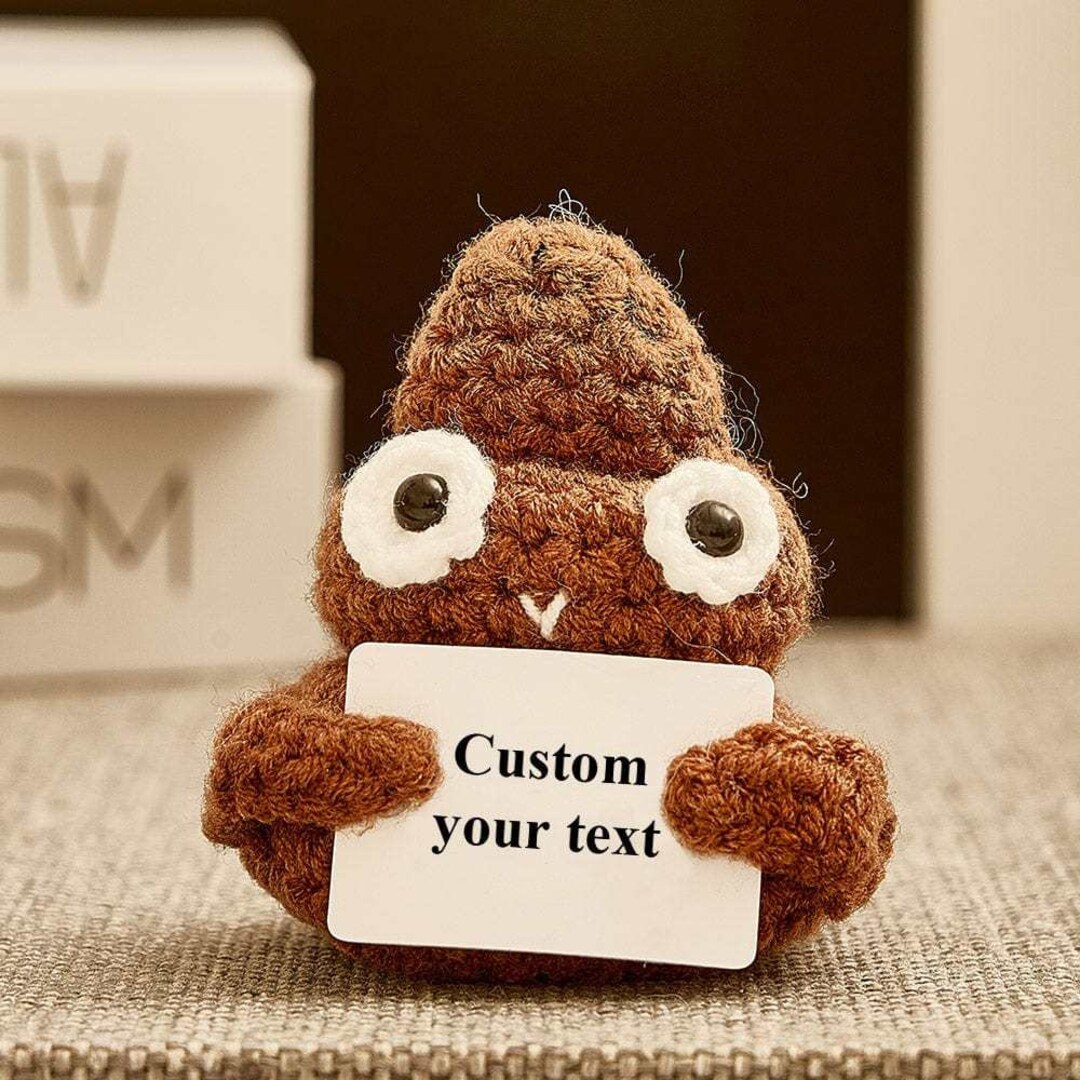 Funny Crochet Poo Plushy custom Text Tiny Crochet Poo Desk Decor Gag ...