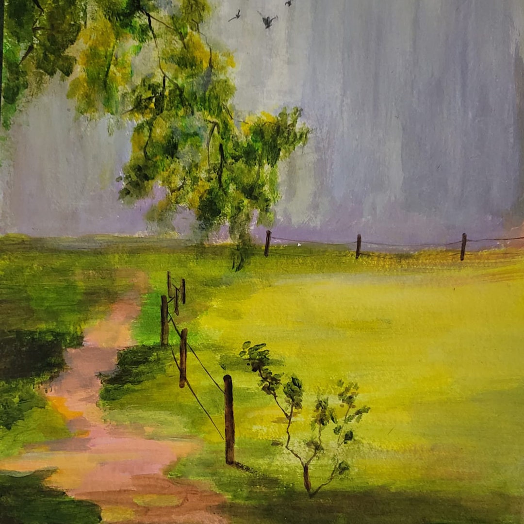 Landscape Painting With Frame, Original Artwork / Anniversary Gift ...