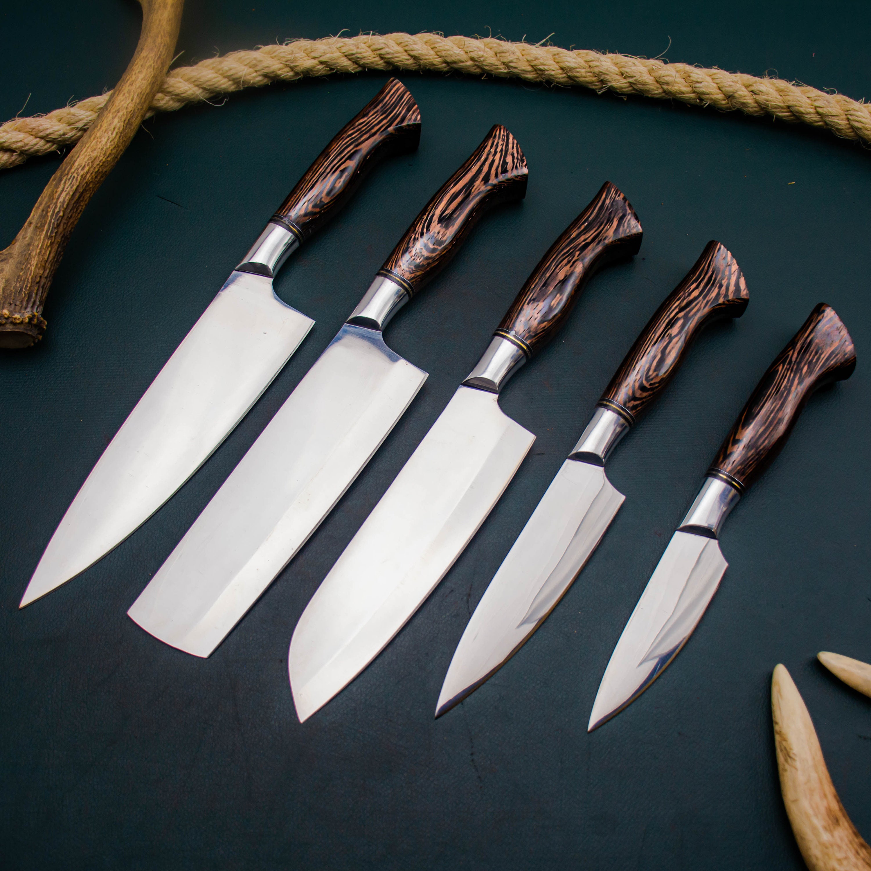 Beautiful Handmade Stainless Chef Set | Chef Knife | Kitchen Knife ...