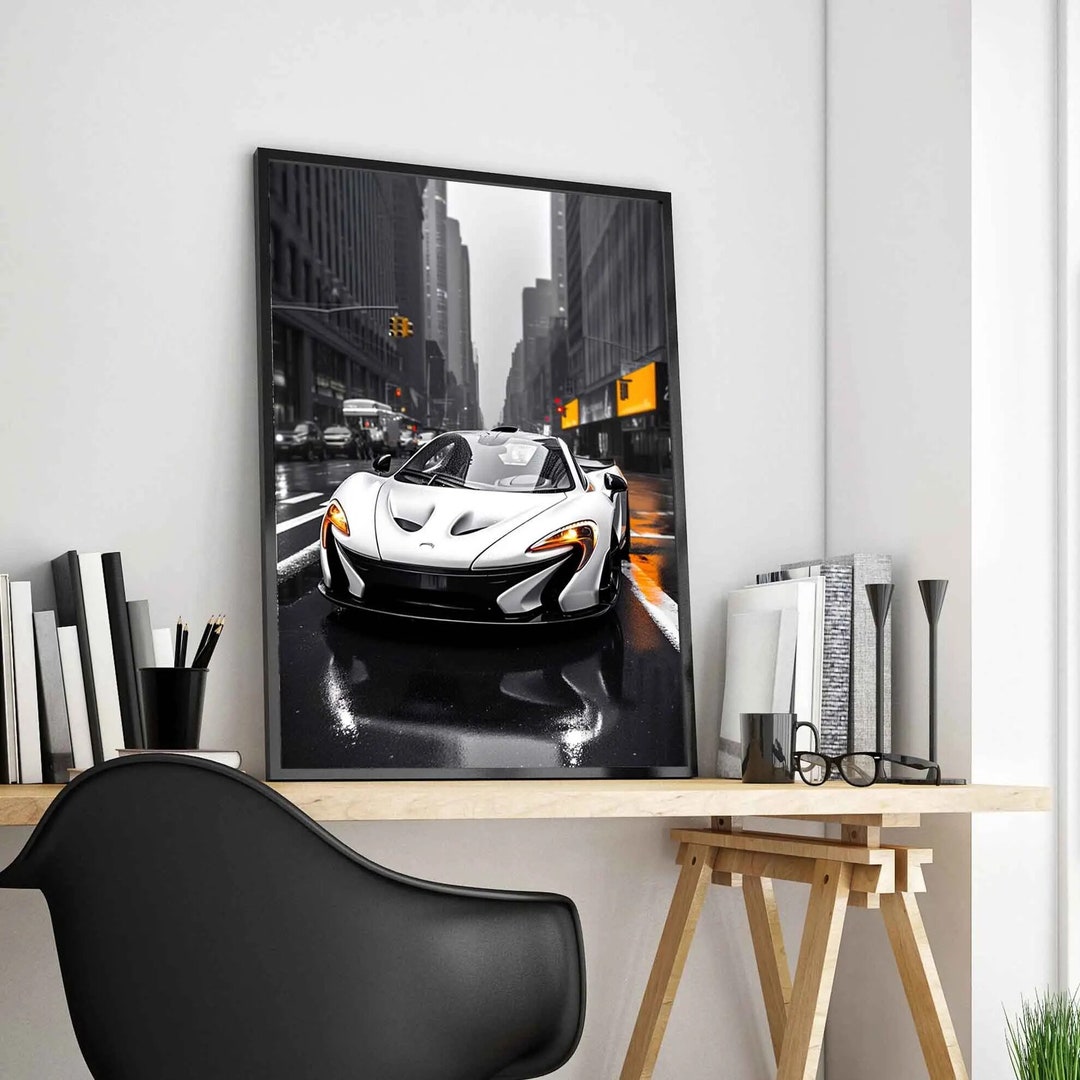 Black and White Supercar Poster Wall Art Car Silhouette Automotive Wall ...