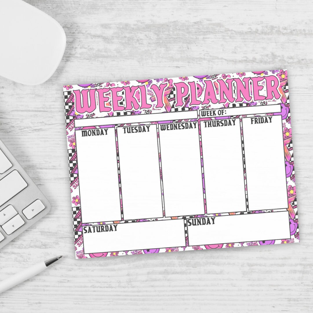 Pink Retro Weekly Planner Printable - Etsy