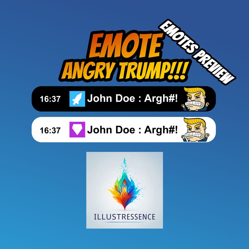 Angry Trump Emote - Digital Cartoon Icon for Chat Reactions | Hi-ress ...