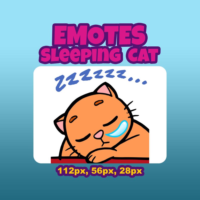 Sleepy Cat Emote - Cute Cartoon for Twitch & Discord | Zzzz Icon - Etsy