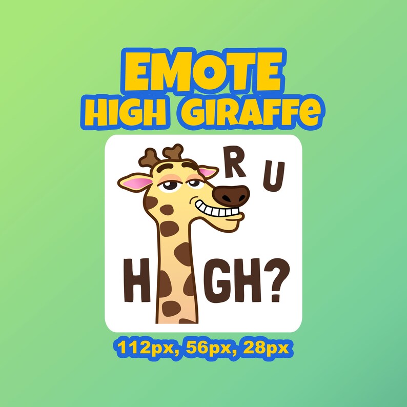 R U High Funny Giraffe Emote for Discord and Twitch Digital Cartoon ...