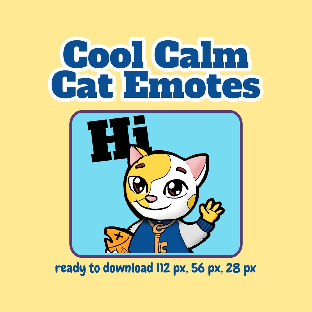 Cool Calm Cat Cartoon Emotes for Discord Twitch Gamers Expression Room ...