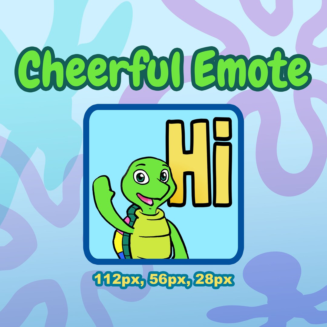 Hi Cheerful Turtle Gaming Emote for Discord & Twitch Chat Emotion ...