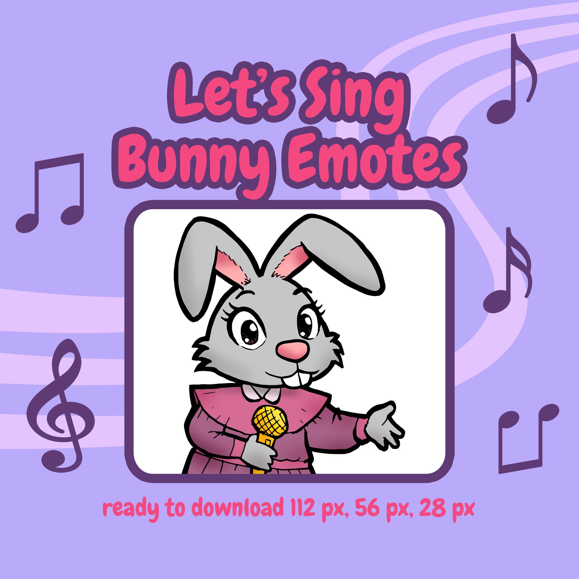 PNG Let's Sing Bunny Karaoke Emotes for Twitch and Discord - Etsy