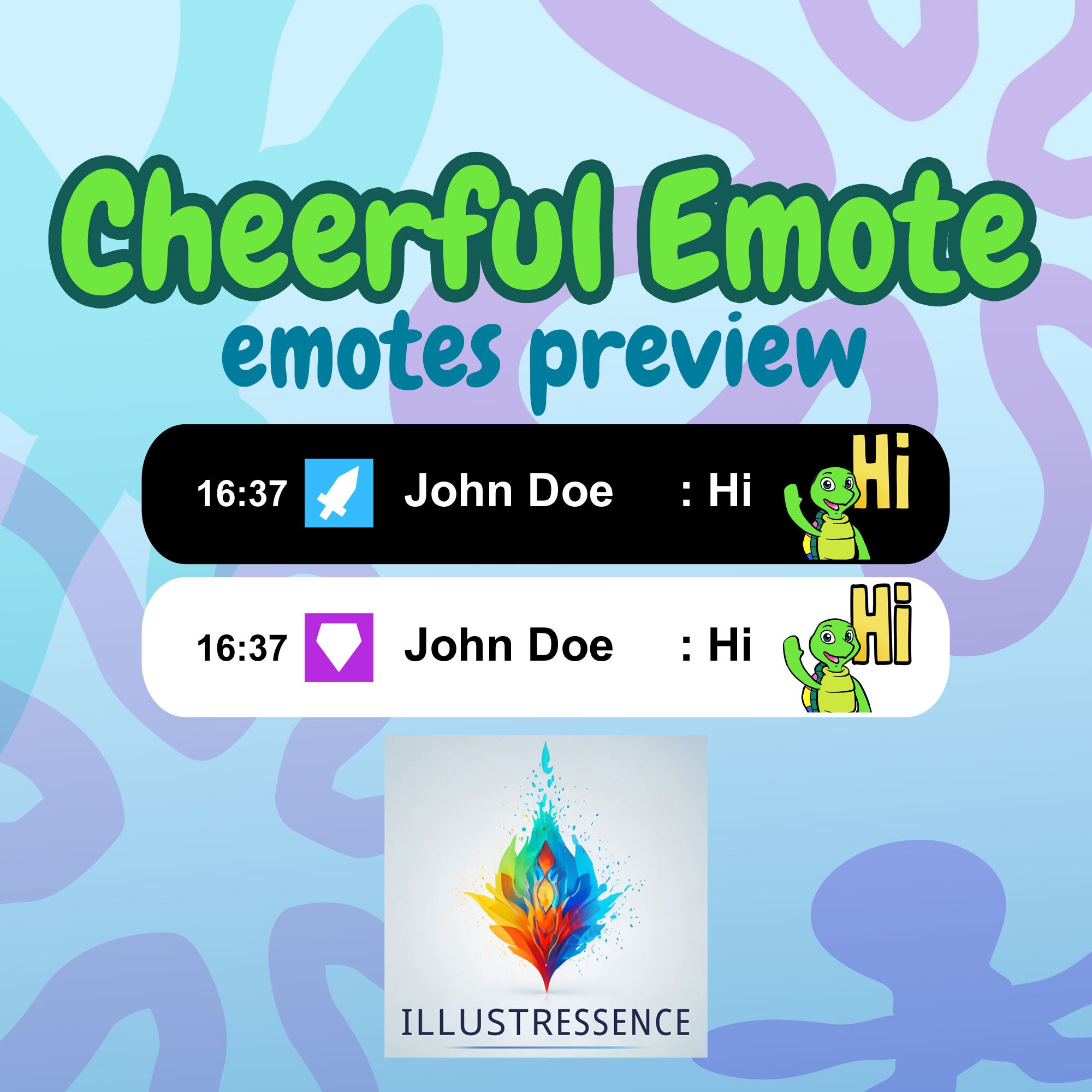 Hi Cheerful Turtle Gaming Emote for Discord & Twitch Chat Emotion ...