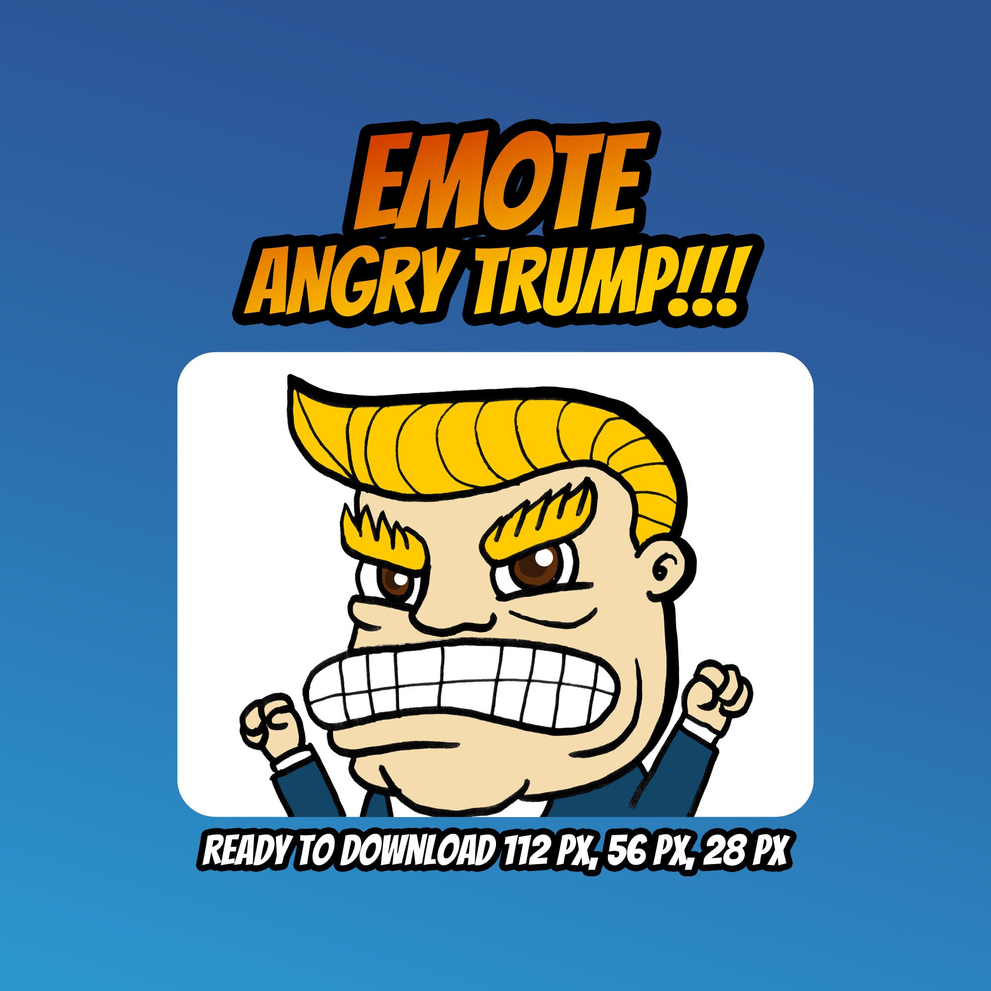 Angry Trump Emote - Digital Cartoon Icon for Chat Reactions | Hi-ress ...