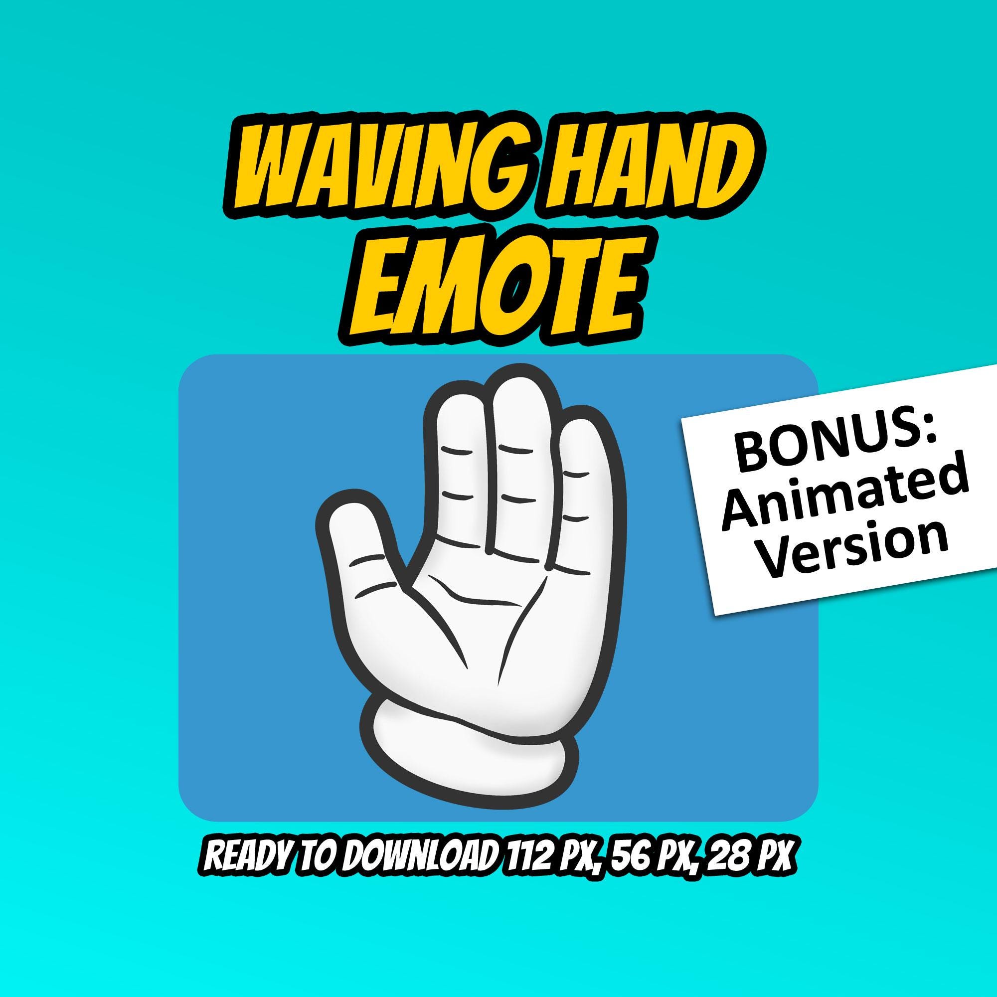 Animated Emote Waving White Hand in Cartoon Style for Twitch & Discord ...