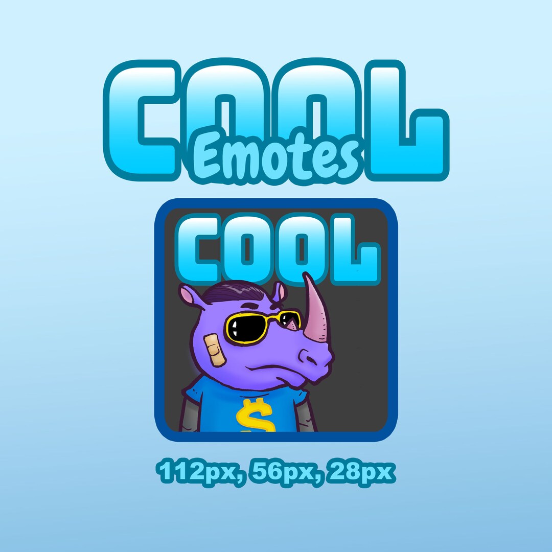 Rad Purple Rhino Emotes - Dope Cartoon Twitch and Discord Emoticon ...