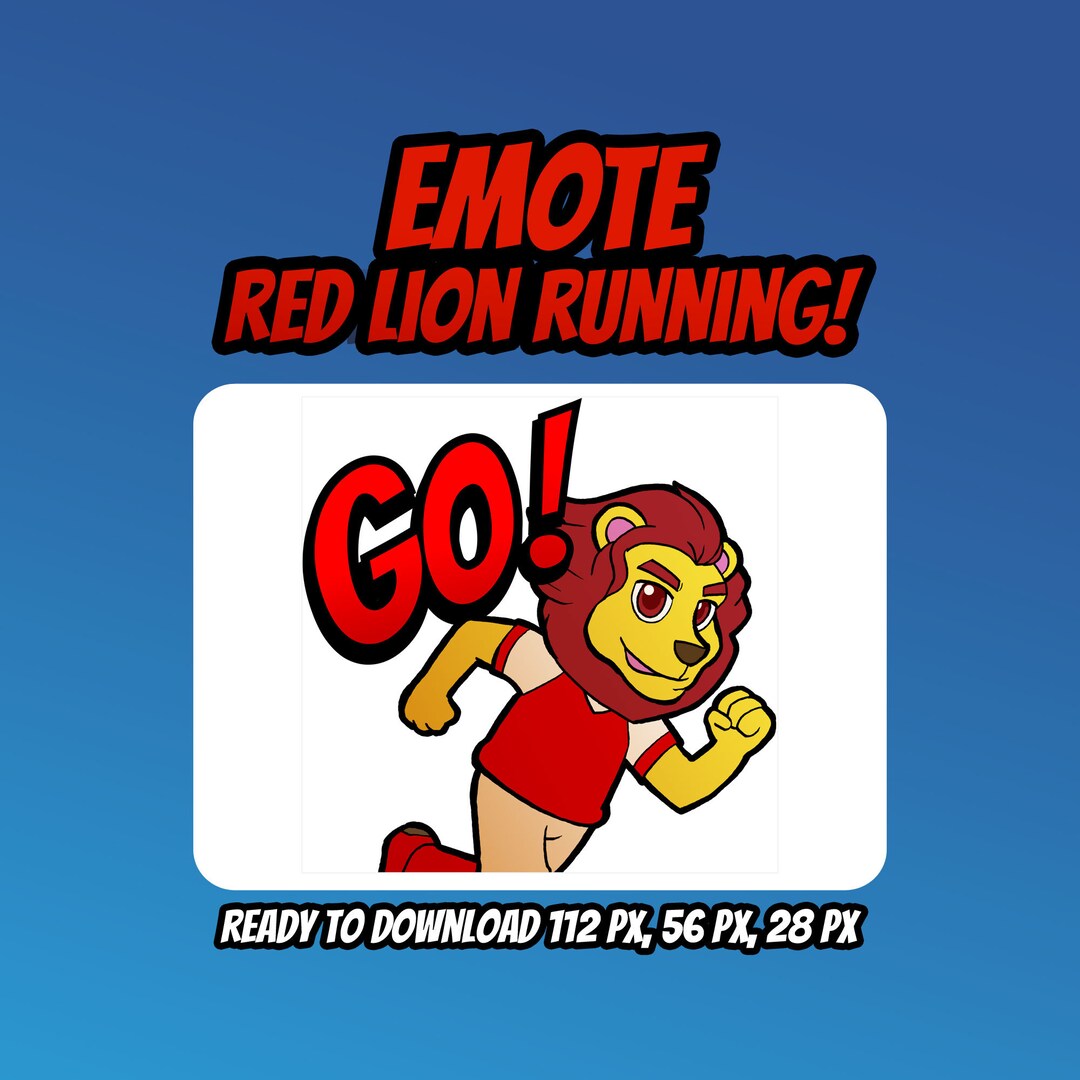Running Red-maned Lion Cartoon Emotes Let's GO Super Sport Expression ...