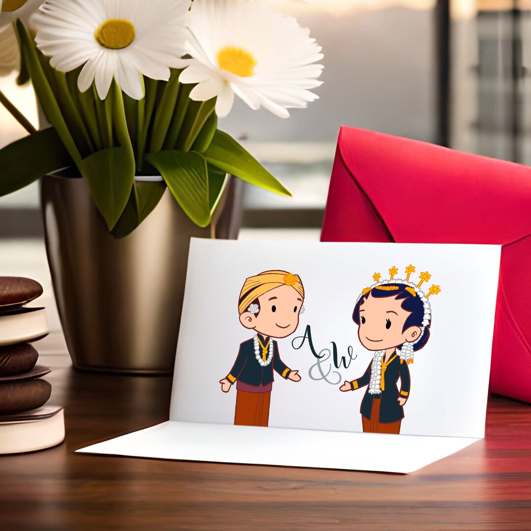 Javanese Traditional Wedding Couple Cartoon Art PNG Image for Wedding ...