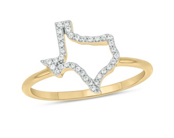 Texas Jewelry State of Texas Ring Jewelry Silver and 14k Gold Handmade ...