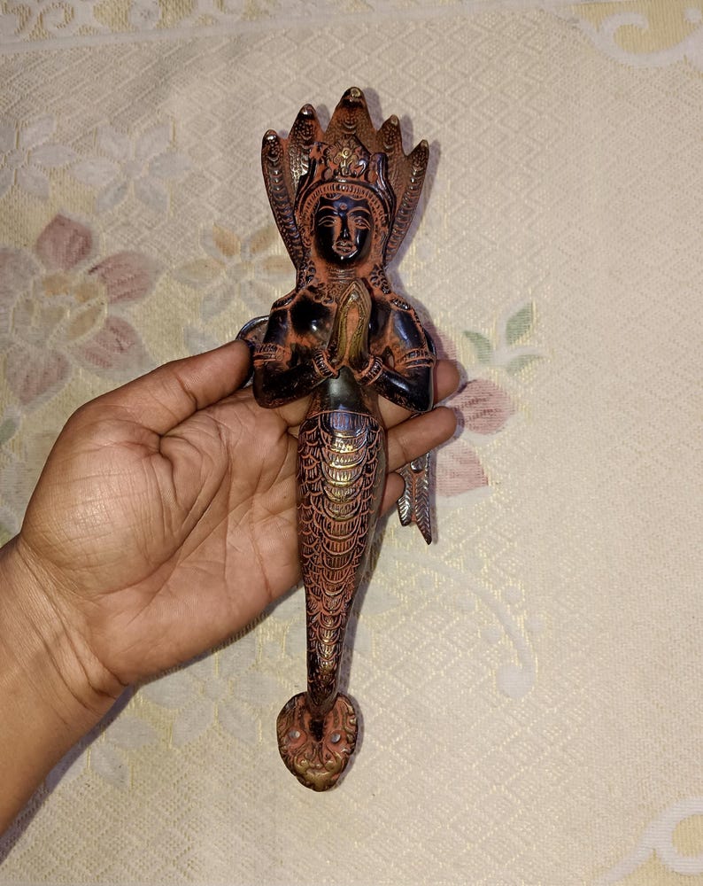 Brass Mermaid Snake Lady Door Handle - Winged Design, 11" - Etsy