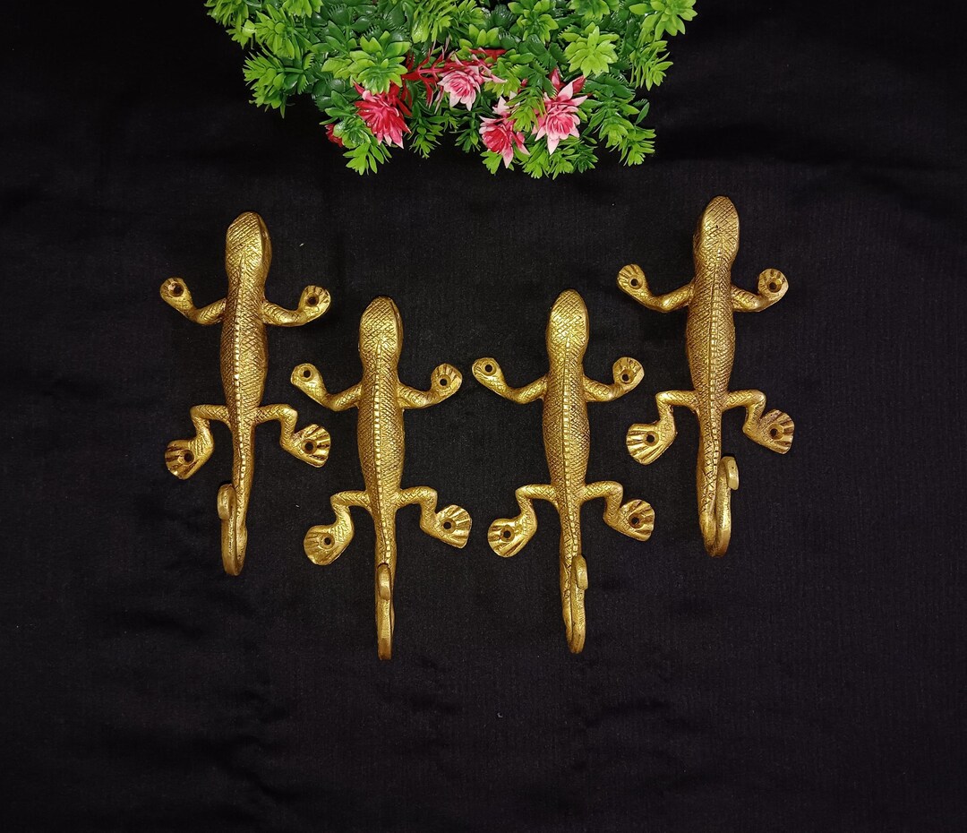 Brass Gecko Wall Hooks: Lizard Key Holder - Set of 4 - Etsy