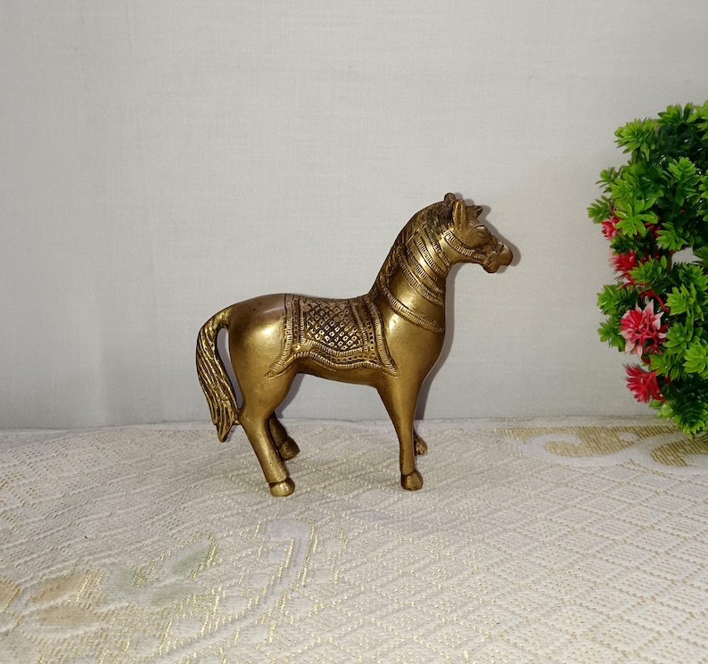 Stallion Horse Statue Shelves Decor | Brass Saddle Pony Horse Sculpture ...