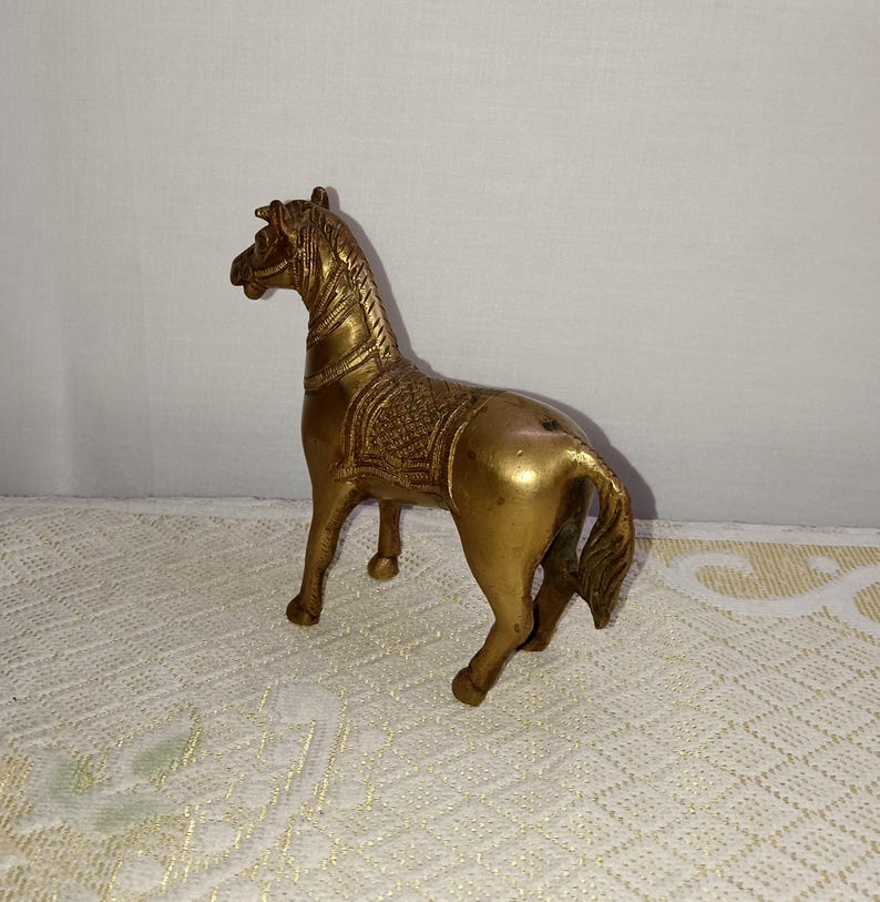 Stallion Horse Statue Shelves Decor | Brass Saddle Pony Horse Sculpture ...