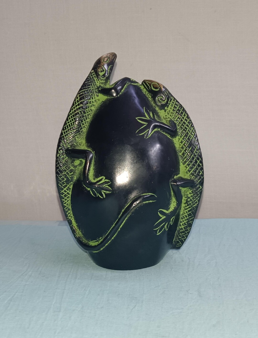 Brass Dragon Egg Showpiece With Climbing Lizards - Etsy