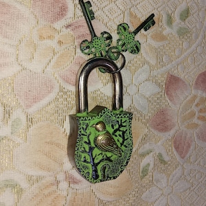 Bird Engraved Safety Door Lock With 02 Keys Brass Unique Door Padlock ...