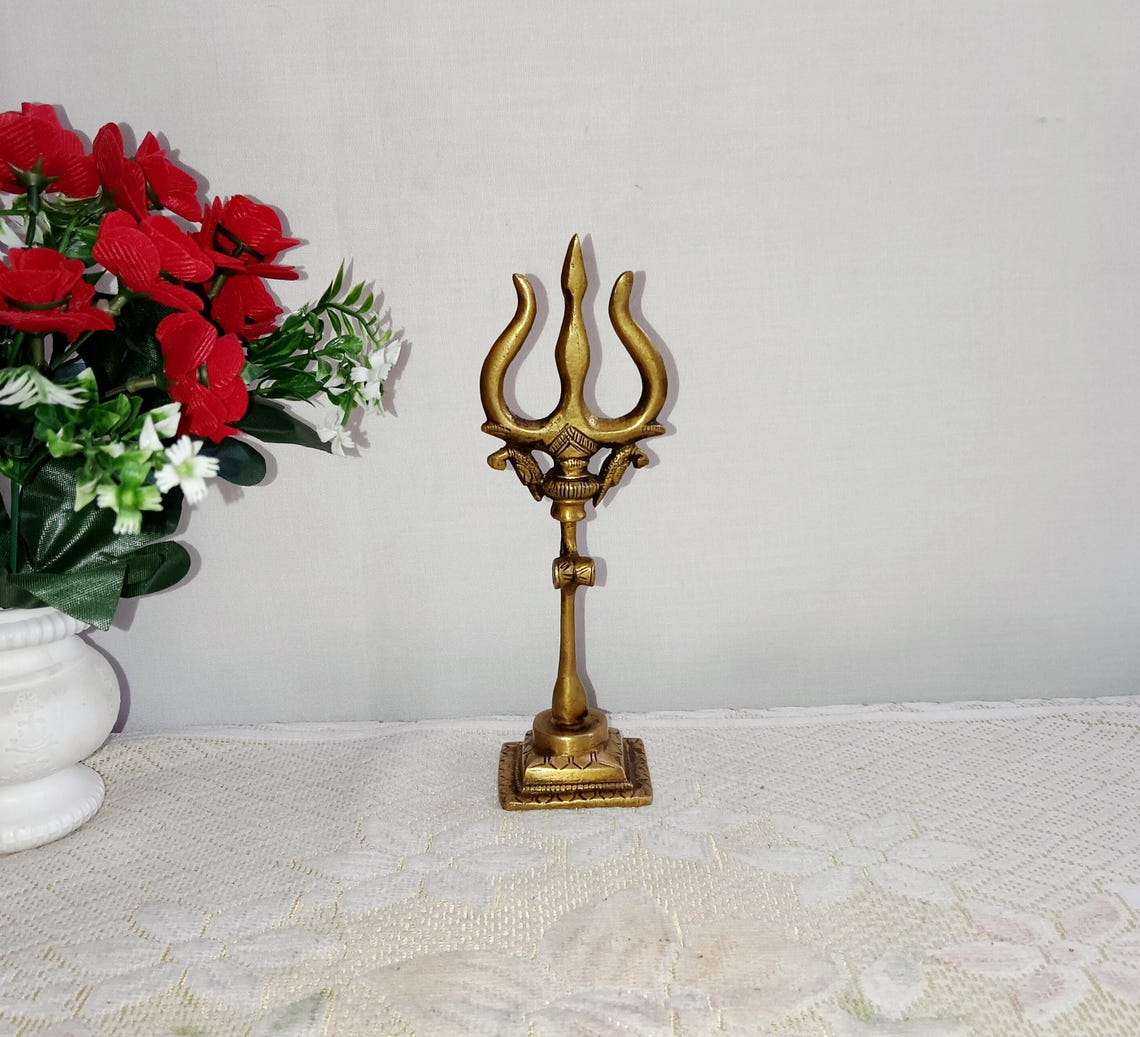 Brass Mini Shiva Trident: Table Trishul for Worship - Etsy