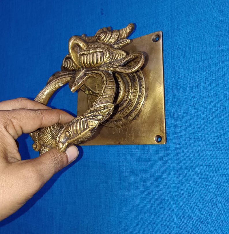 Yali With Dragon Design Door Bell Brass Mythology Creatures Themed Home ...