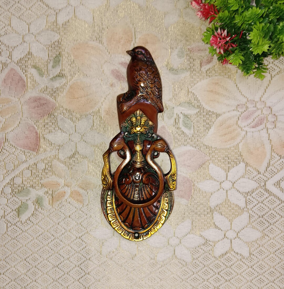 Hummingbird Design Main Door Knocker | Brass Woodpecker Front Door Bell ...