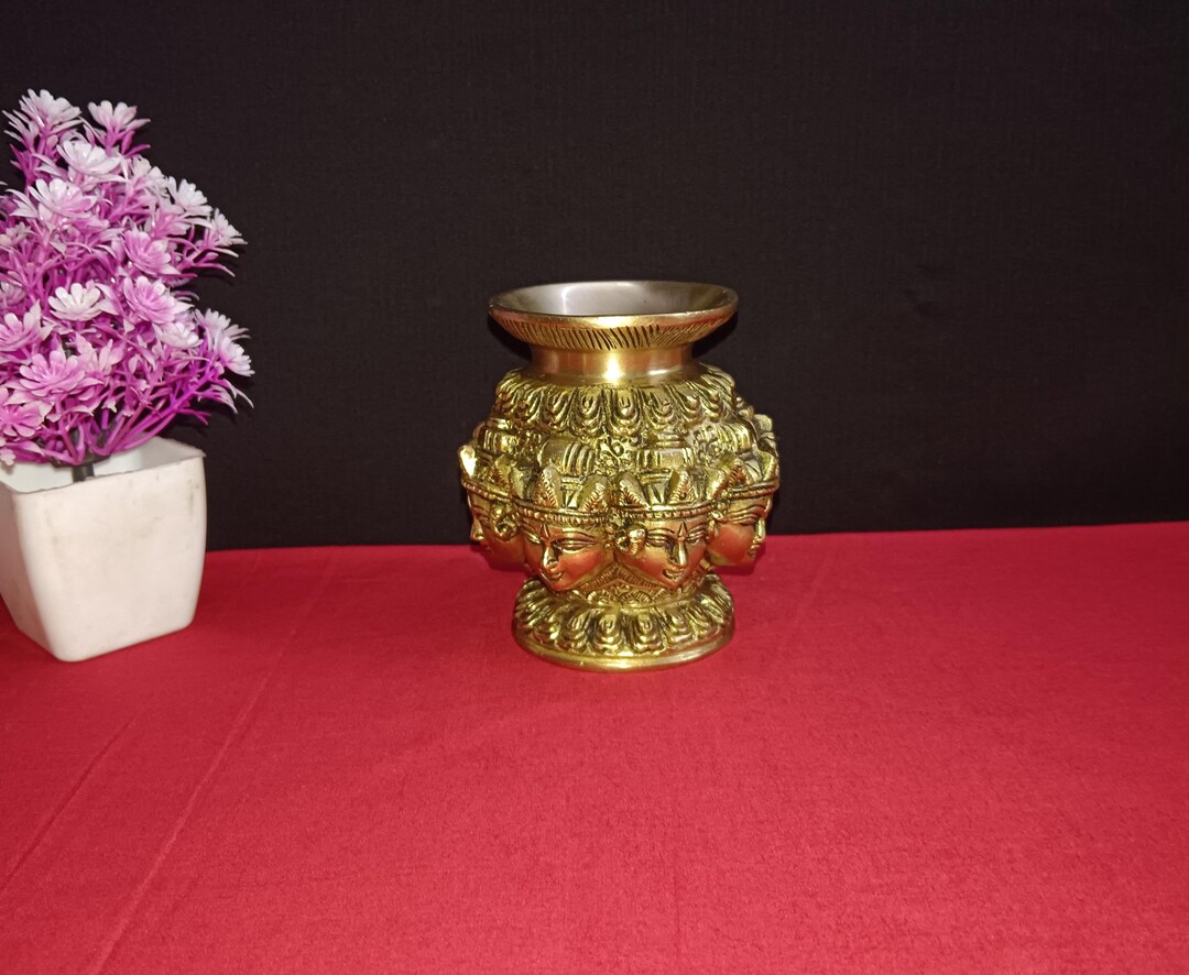Brass Ashtalakshmi Flower Pot | Brass Religious Puja Mandir Kalasha - Etsy