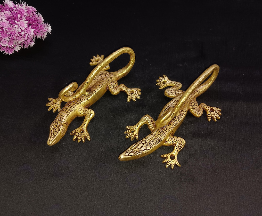 Brass Komodo Dragon Door Handle Set: Wild Lizard Decor - Etsy