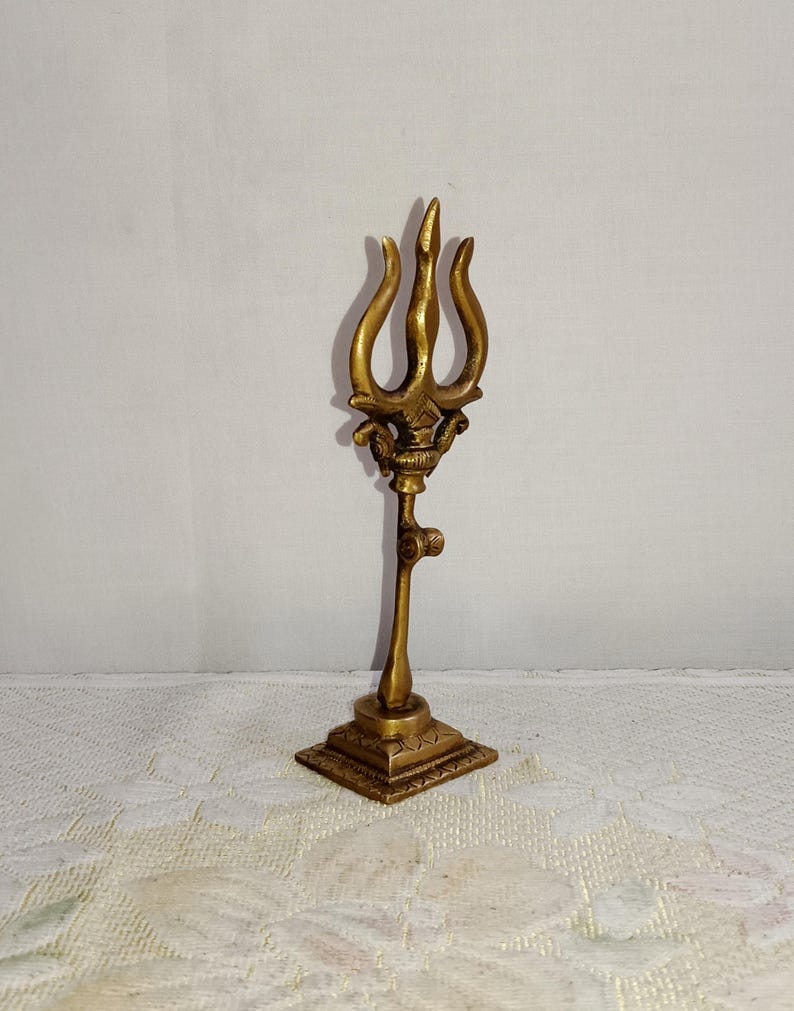 Brass Mini Shiva Trident: Table Trishul for Worship - Etsy