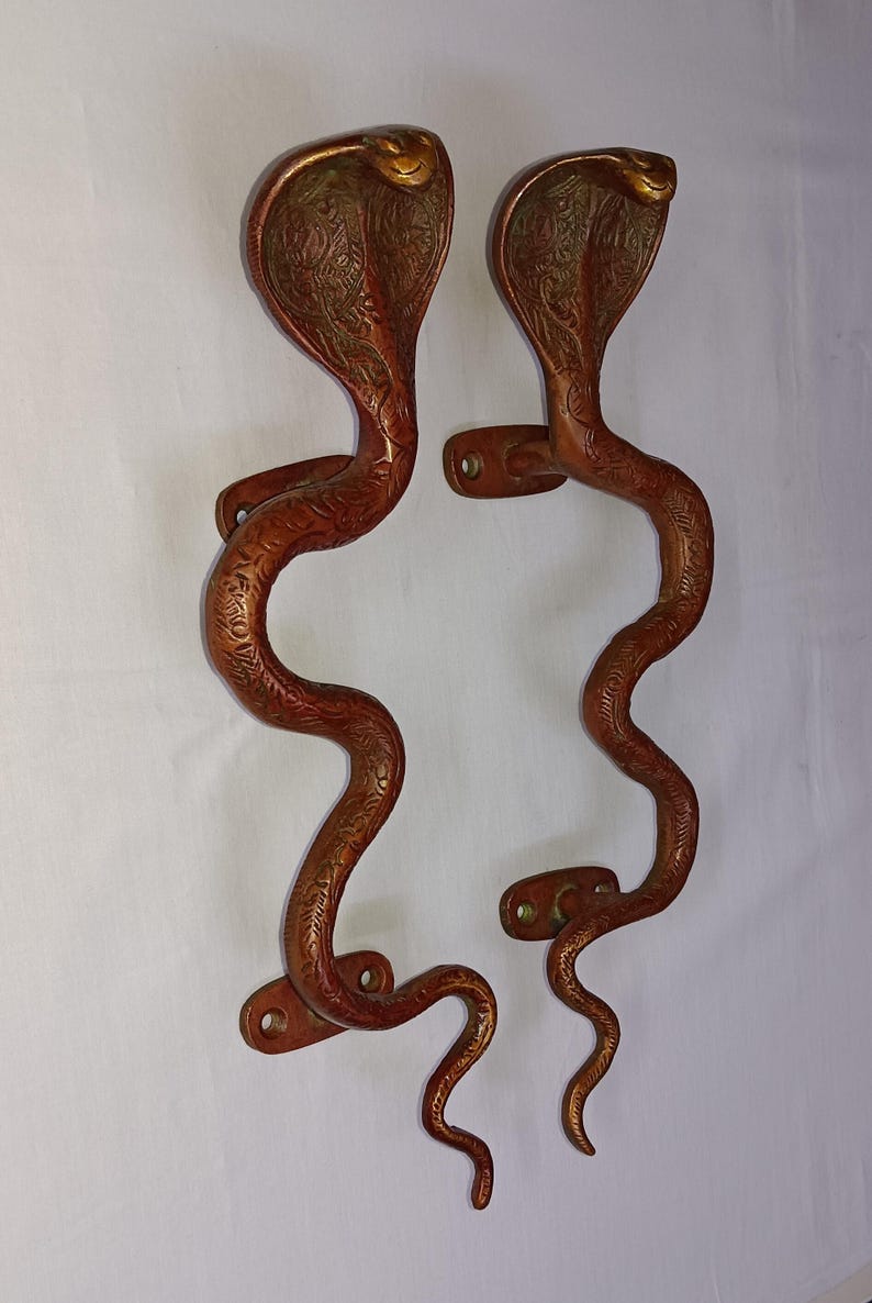 Brass Cobra Snake Door Handle - Python Design Door Pull - Etsy