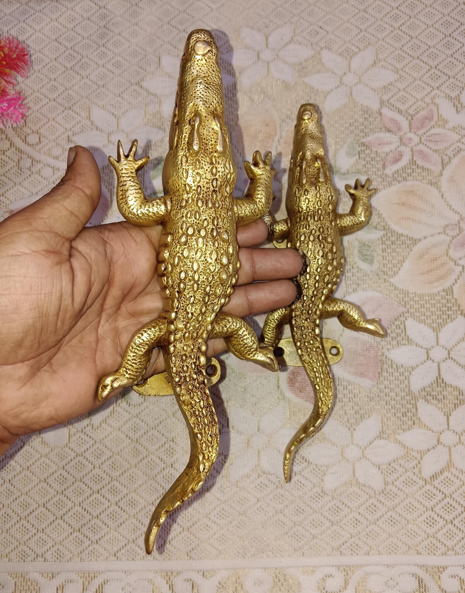 Sea Crocodile Design Main Door Handle Pair | Brass Reptile Alligator ...