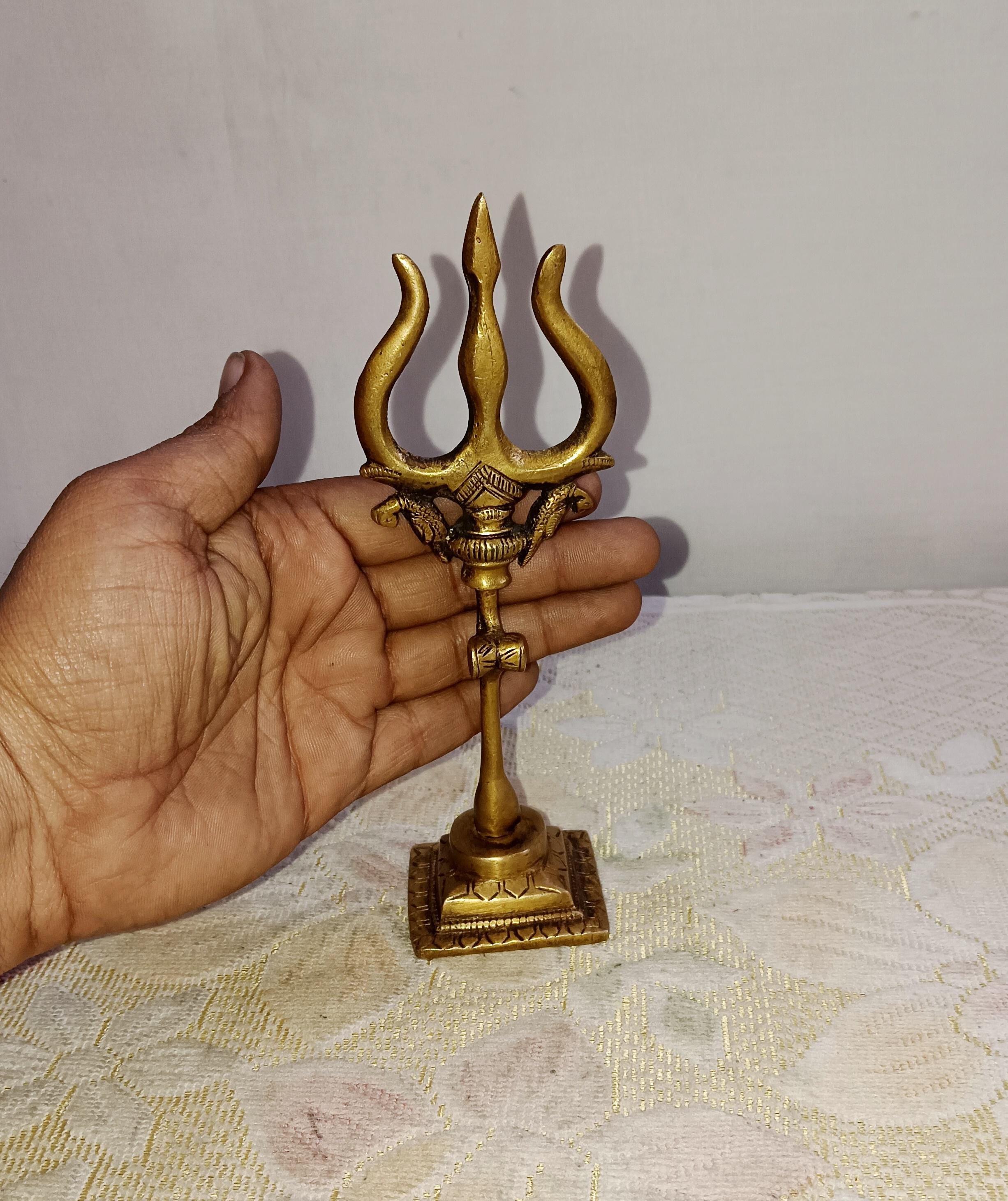 Brass Mini Shiva Trident: Table Trishul for Worship - Etsy
