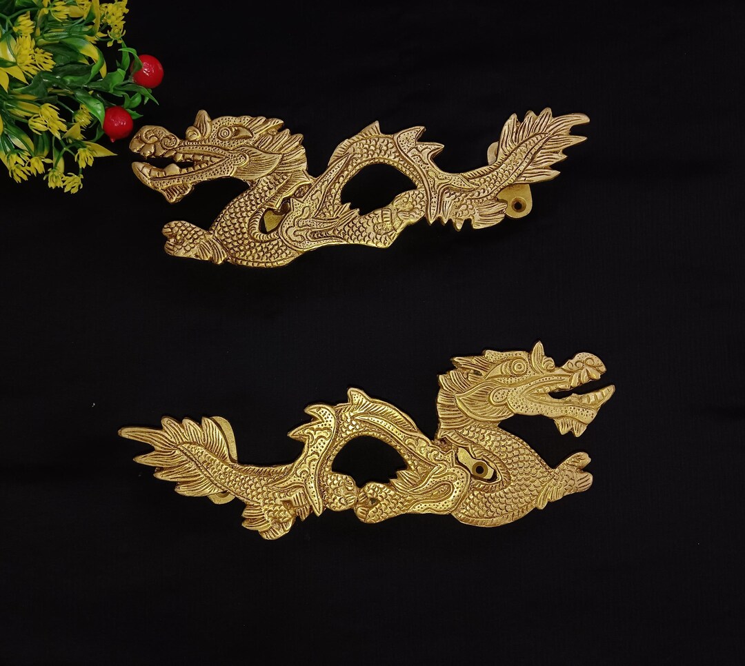 Samurai Dragon Home Door Brass Grab Puller Set | Brass Mythology ...